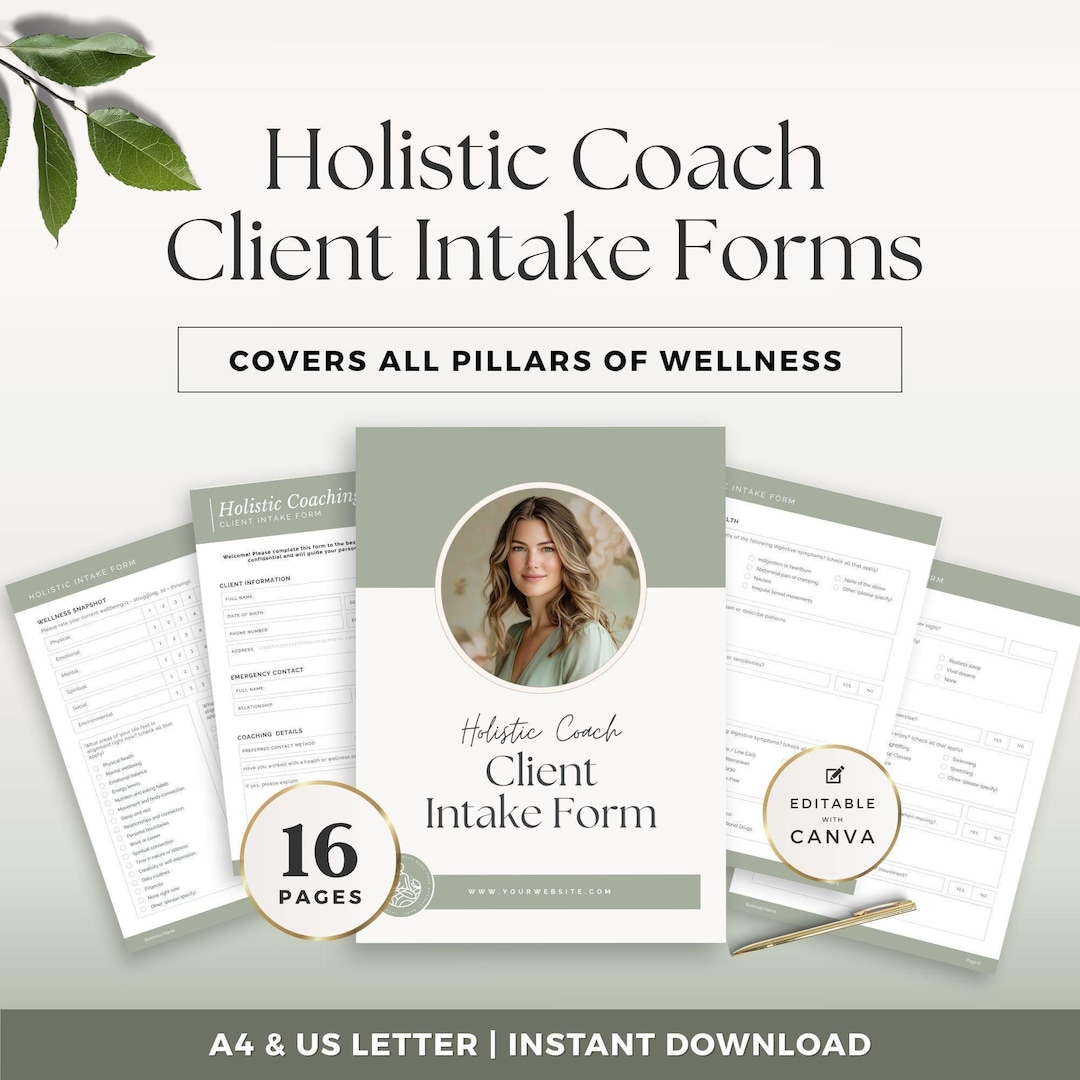 Holistic Coaching Intake Form Canva Template Wellness Client ...