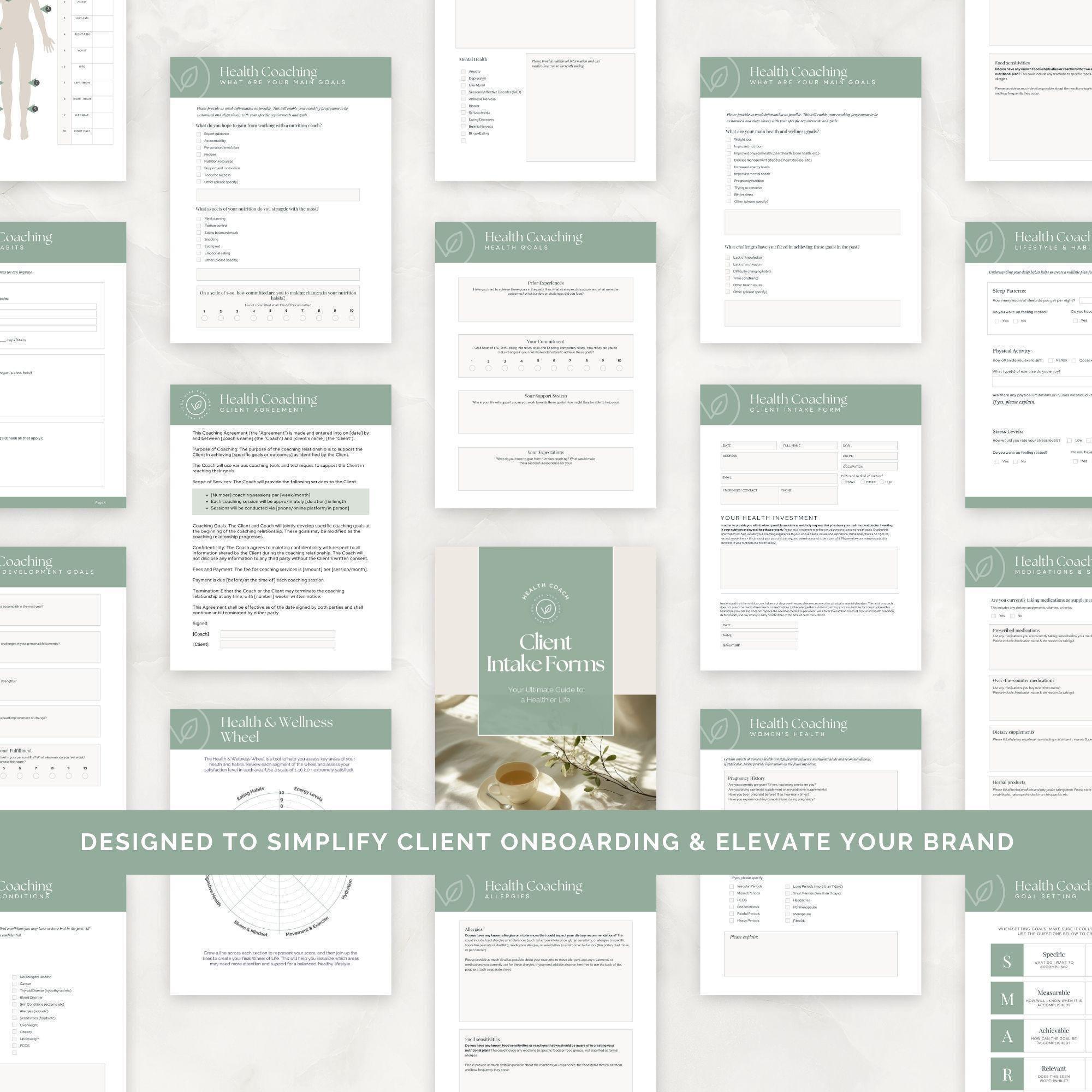 Health Coach Intake Forms, New Client Questionnaire, Wellness Coaching ...