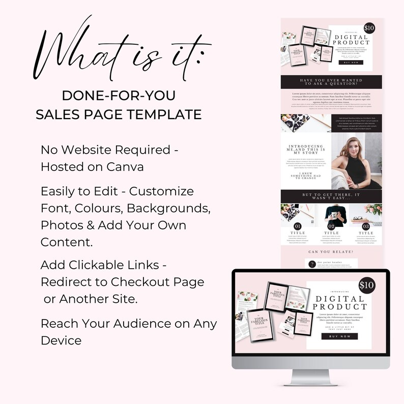 Sales Page Template Canva Canva Digital Product Sales Page - Etsy