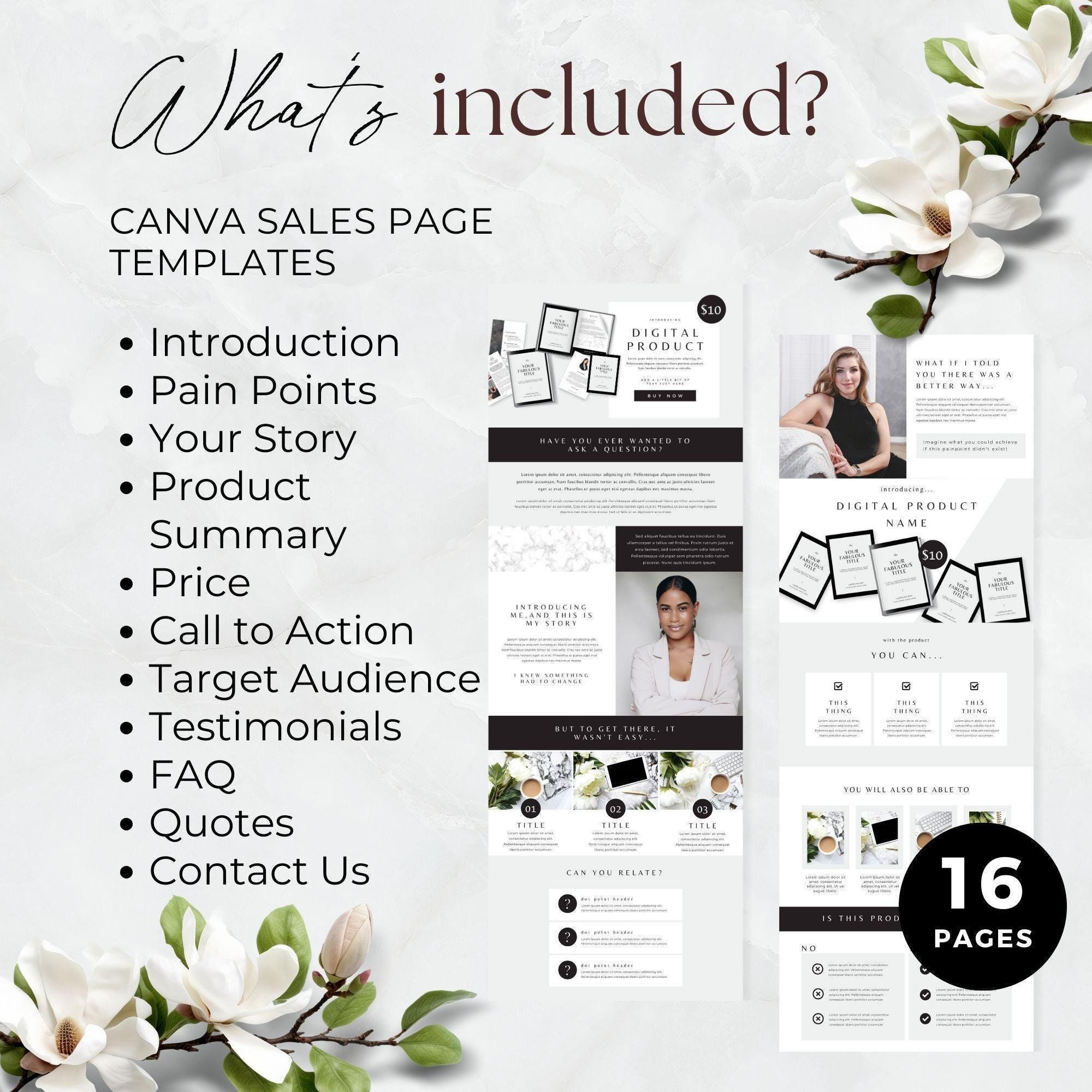 Sales Page Template for Product Canva, Canva Digital Product Sales Page ...