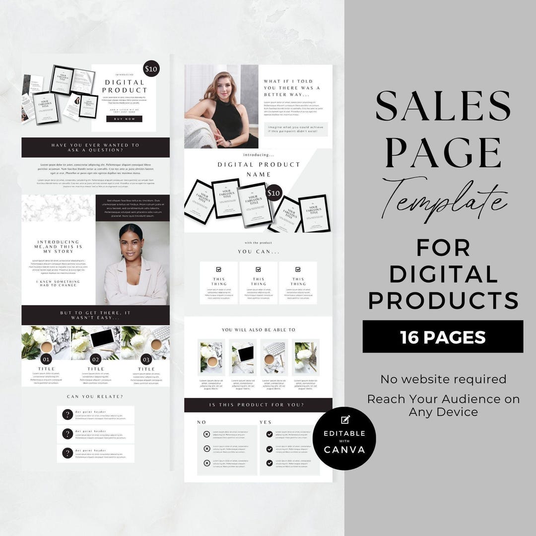 Sales Page Template for Product Canva, Canva Digital Product Sales Page ...
