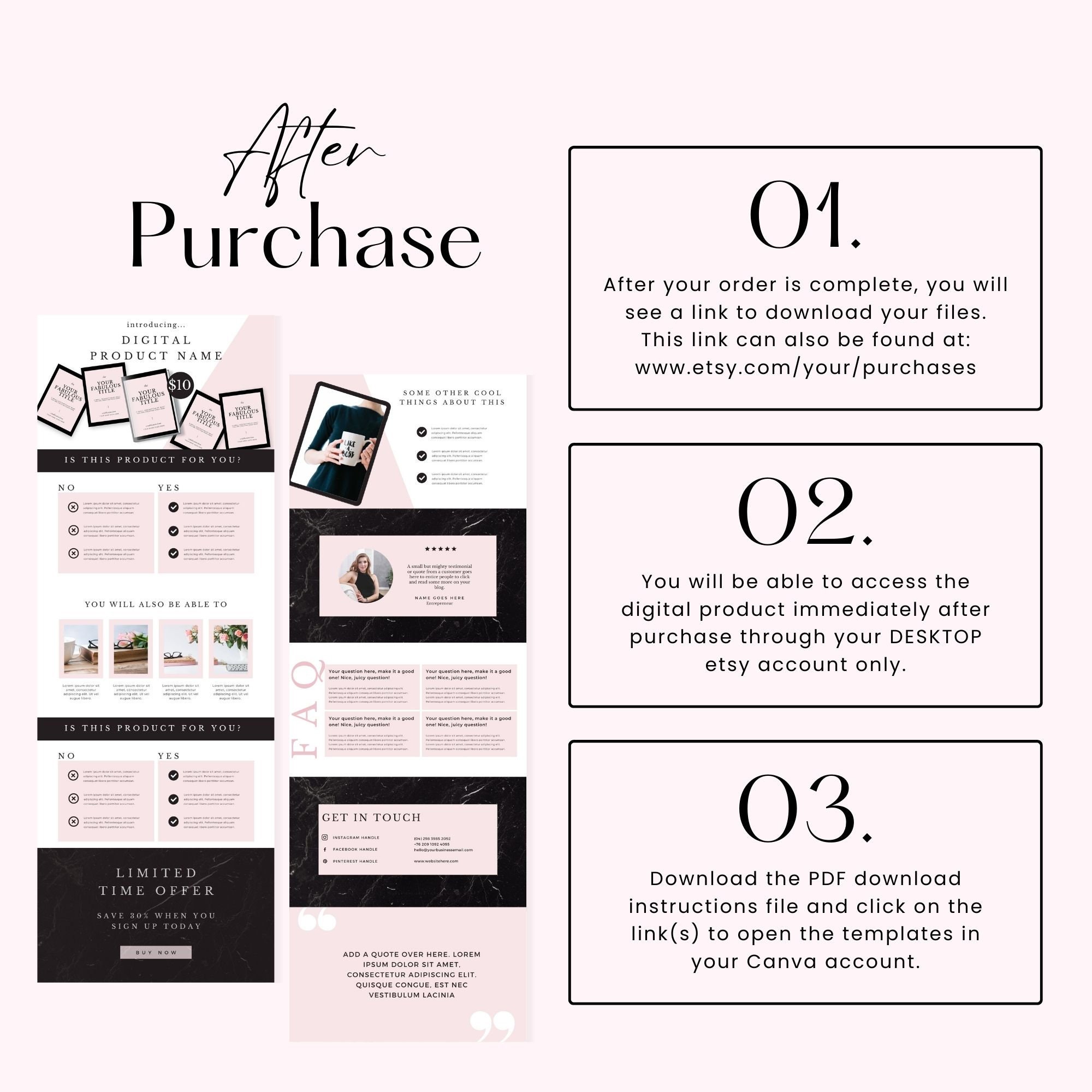 Sales Page Template Canva Canva Digital Product Sales Page - Etsy