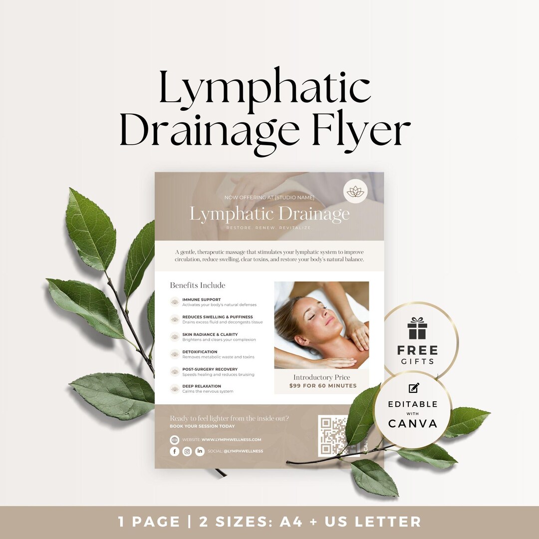 Lymphatic Drainage Massage Flyer Canva Template | Marketing for Med Spa ...