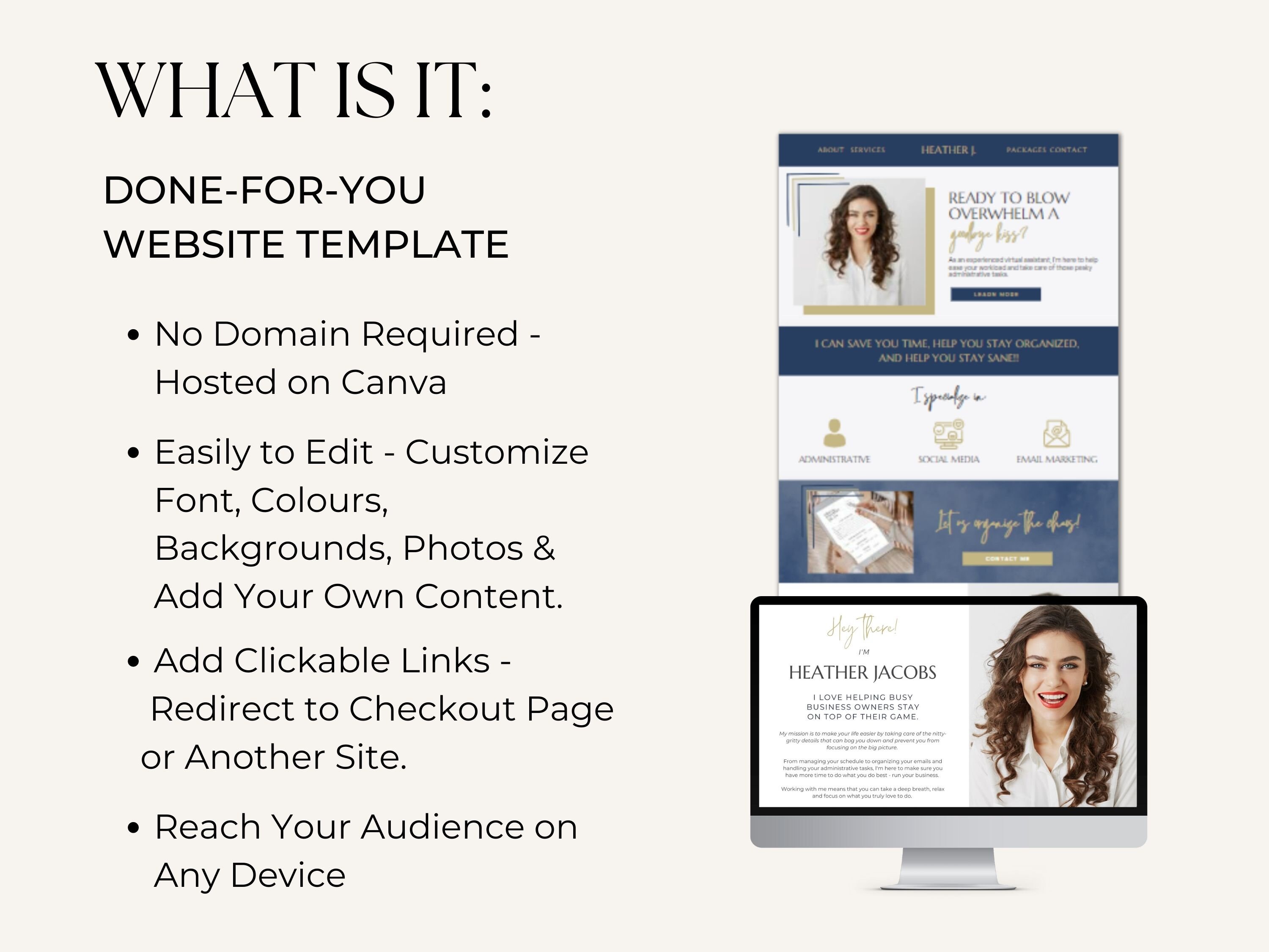 Virtual Assistant Website, Canva Template, VA Templates, Social Media ...
