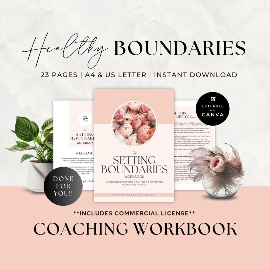 Setting Boundaries Worksheets, Coaching Workbook Template Canva ...