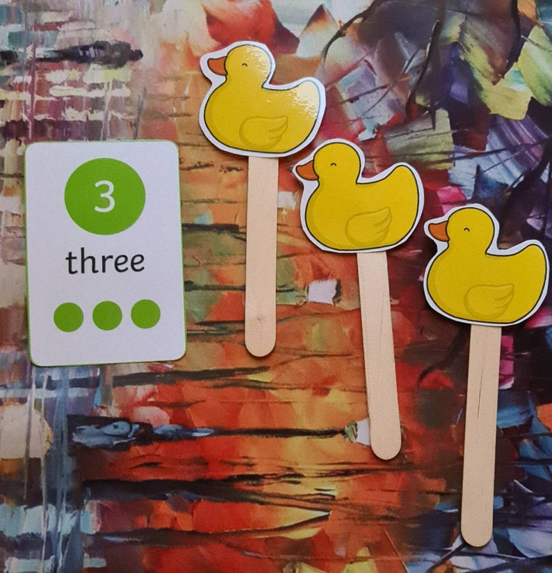 5 Little Ducks Rhyming Pack, Puppets and Props for Singing, Counting ...