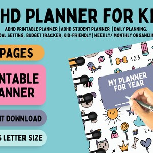 ADHD Printable Planner | ADHD Student Planner Kids | Daily Planning ...