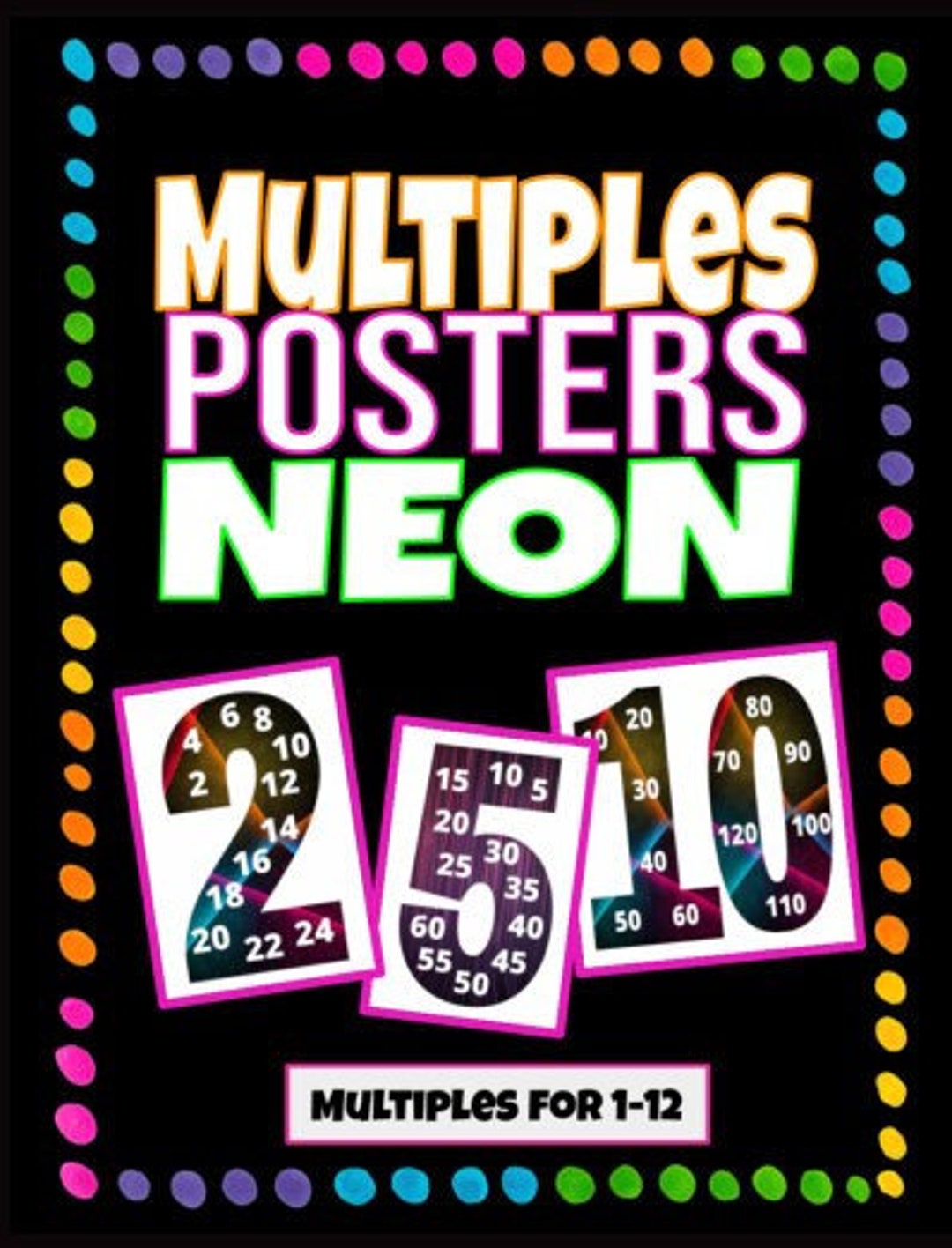 Vibrant Neon Multiplication Facts Mastery Set: 12 Colorful Posters for ...
