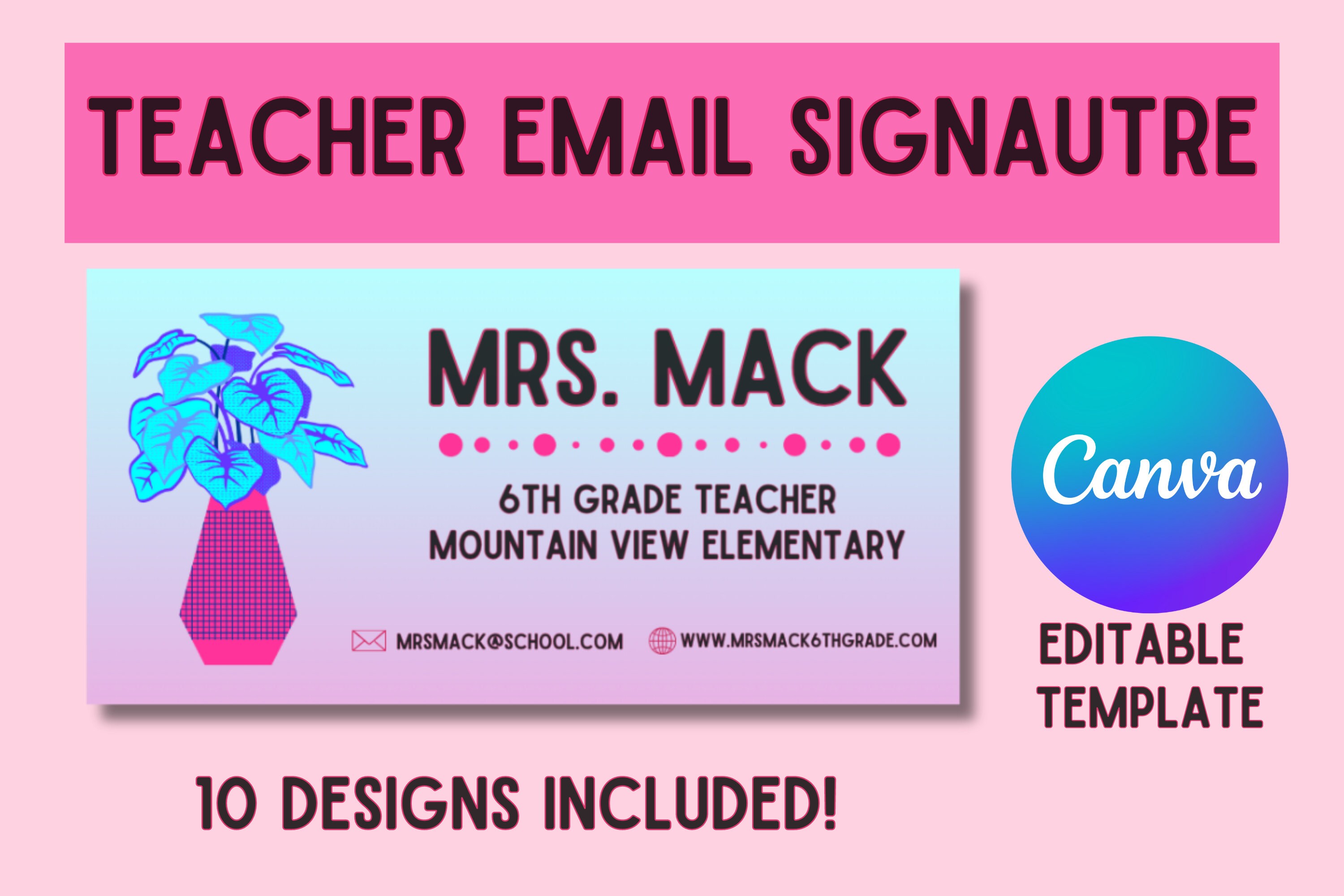 Digital Teacher Email Signature Templates | Customizable for Canva ...