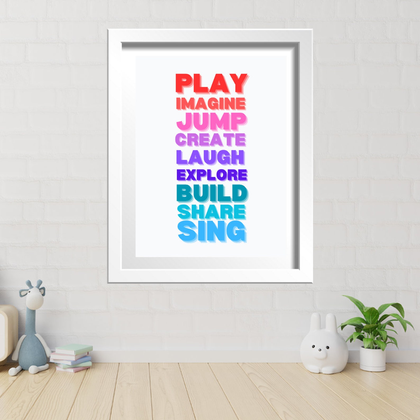 Colorful Kid's Playroom Digital Print | Play, Imagine, Jump, Create ...