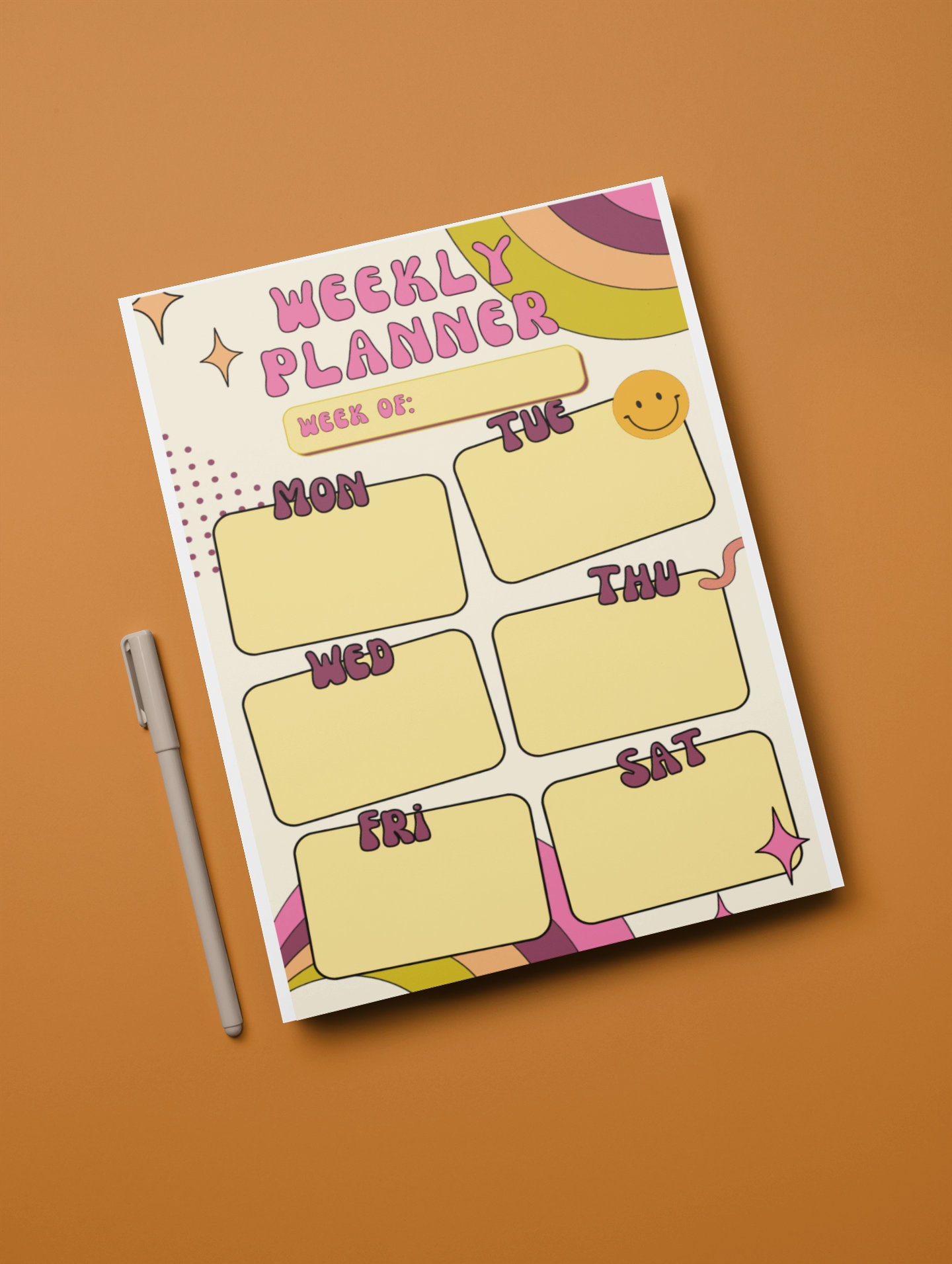 Retro Vibes Weekly Planner Printable - Groovy Week-at-a-glance ...