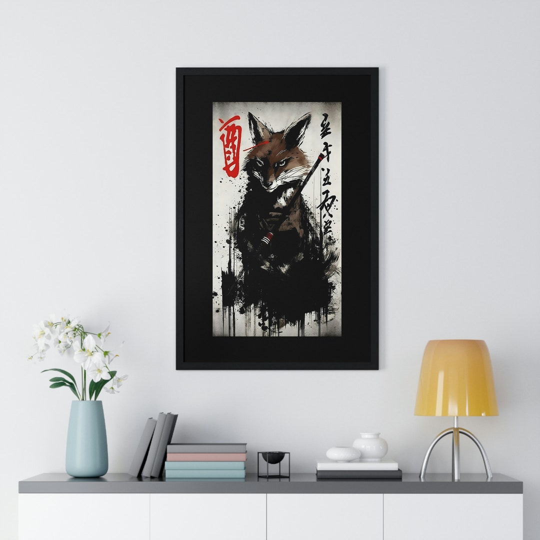Japanese Calligraphy & Fox Katana Poster Unique Artwork for Fans of ...
