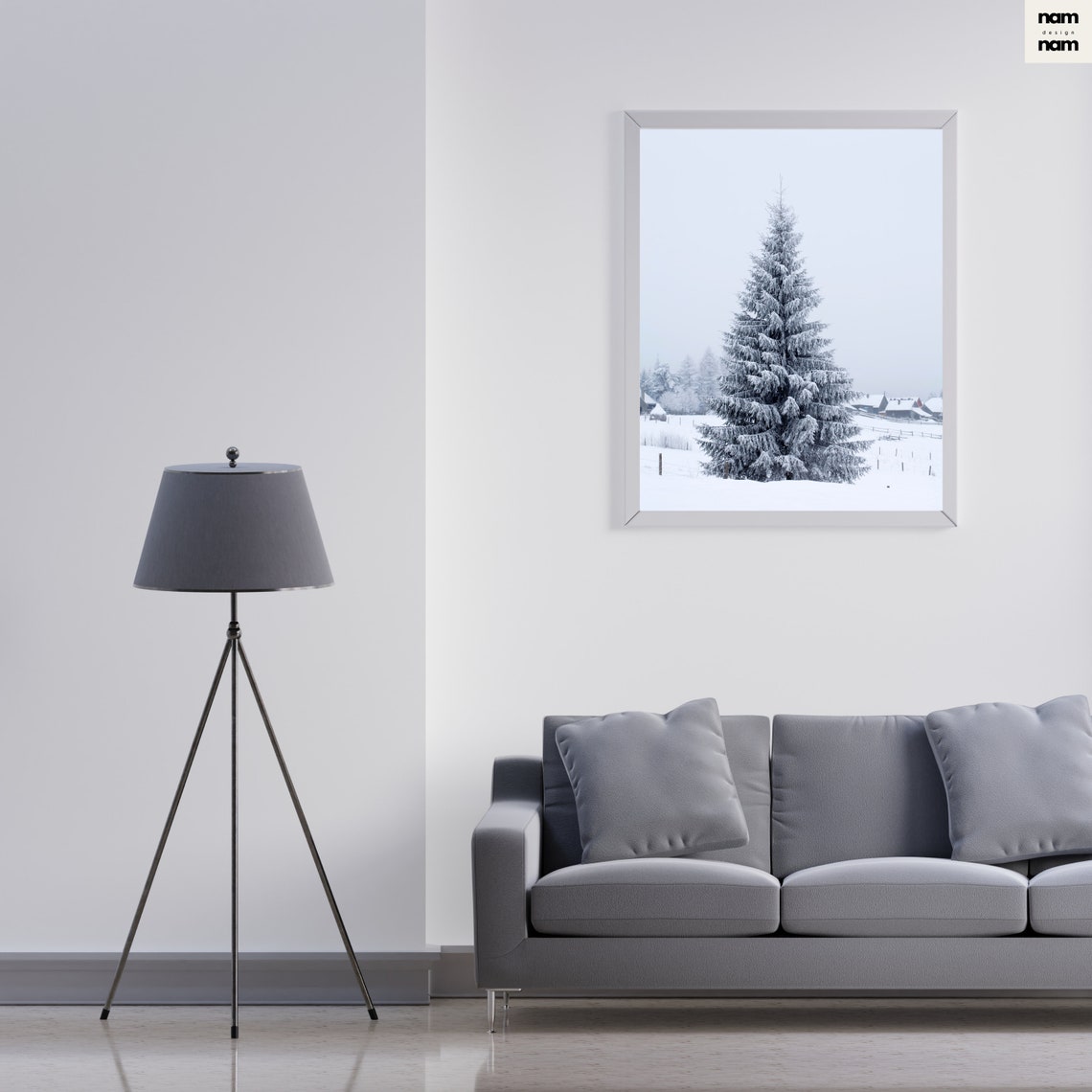 Winter Wall Art Gray and White Art Snowy Evergreen Trees Print Winter ...