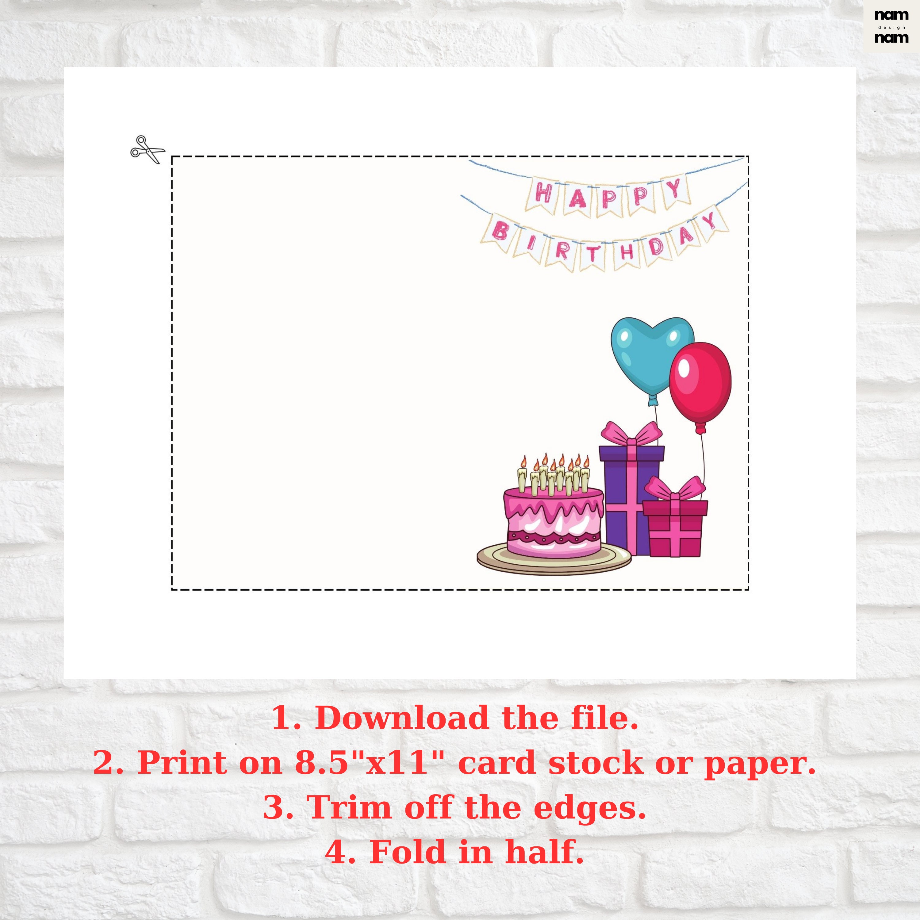Colorful Balloons Happy Birthday Card – Printable Gift Card (digital ...