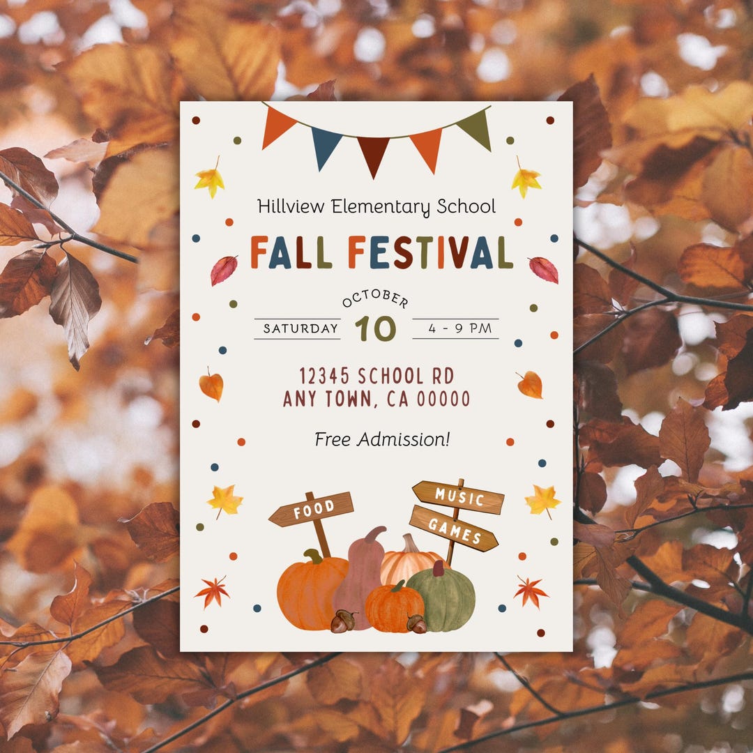Fall Festival Invitation Template, Harvest Event Invite, Digital Autumn ...