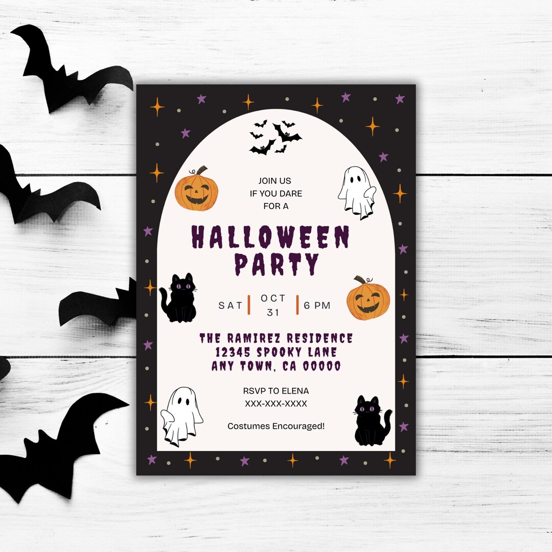 Retro Spooky Halloween Party Invitation Template, Ghost Invite (digital ...