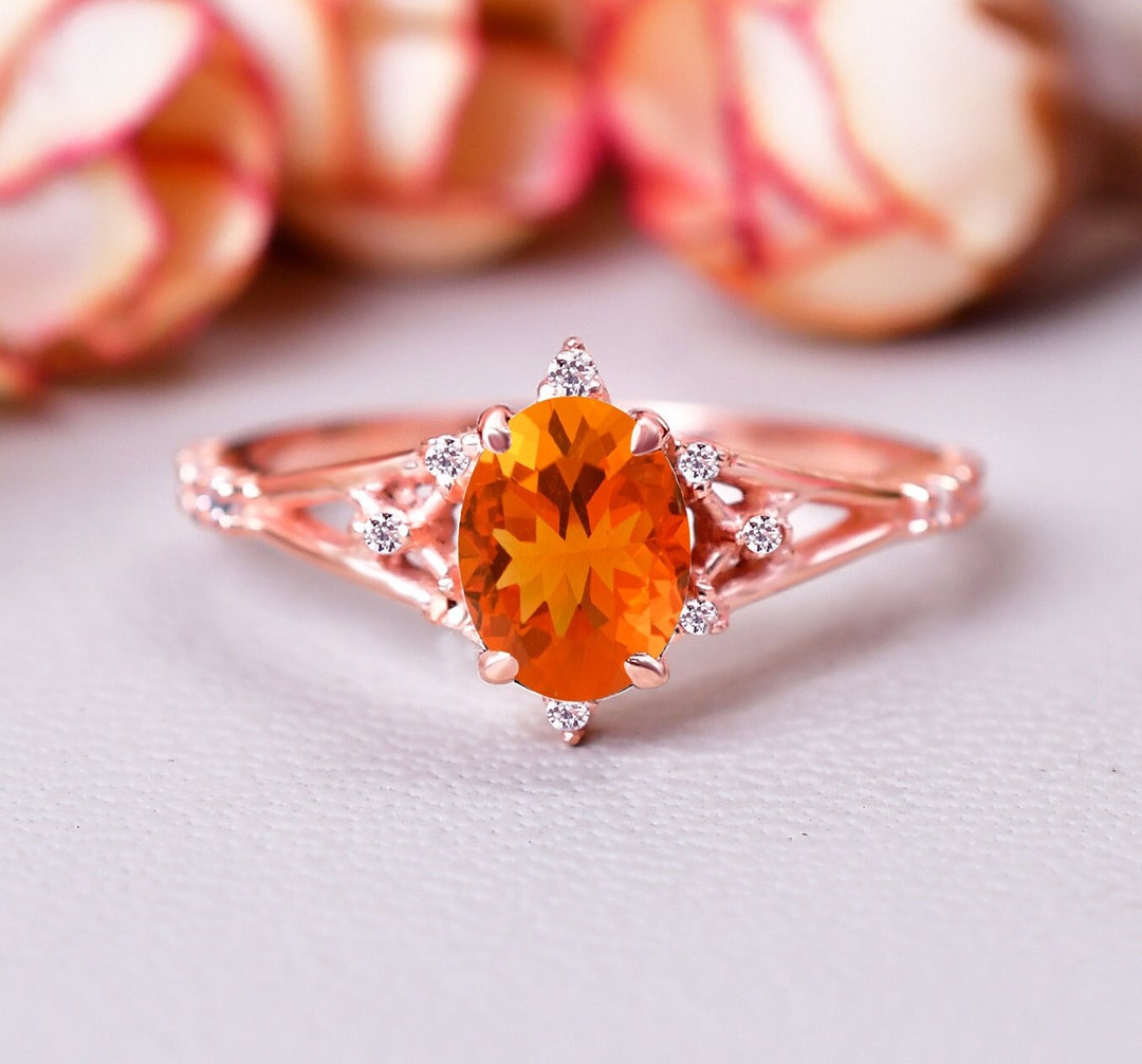 Unique Fire Opal Engagement Ring, Handmade Ring, Fire Opal Statement ...