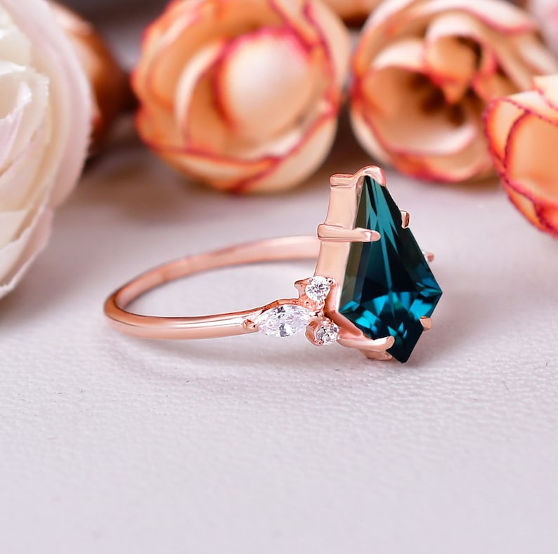 London Blue Topaz Ring Kite Shaped Blue Topaz Ring Unique Wedding Ring ...