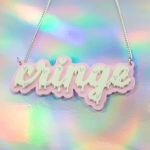 Cringe Drippy Layered Laser Cut Acrylic Necklace Yellow and Pink - Etsy