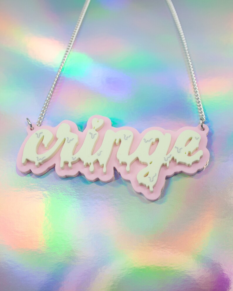 Cringe Drippy Layered Laser Cut Acrylic Necklace Yellow and Pink - Etsy