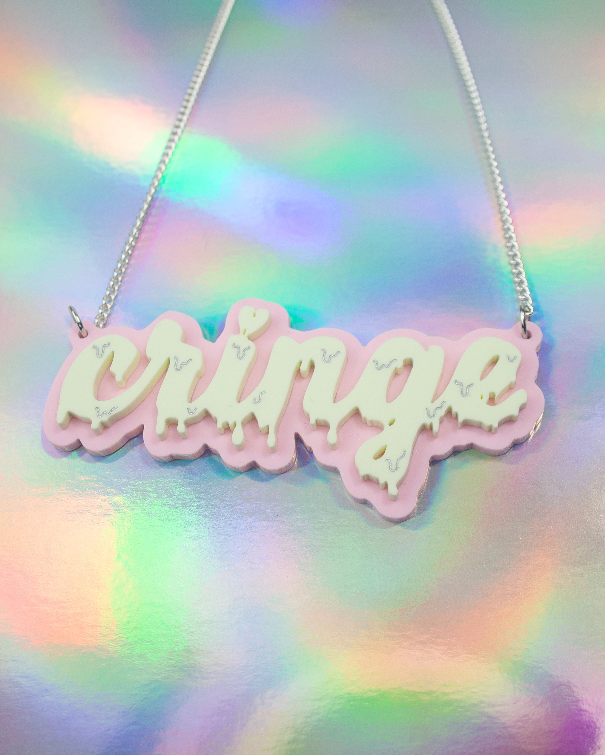 Cringe Drippy Layered Laser Cut Acrylic Necklace Yellow and Pink - Etsy