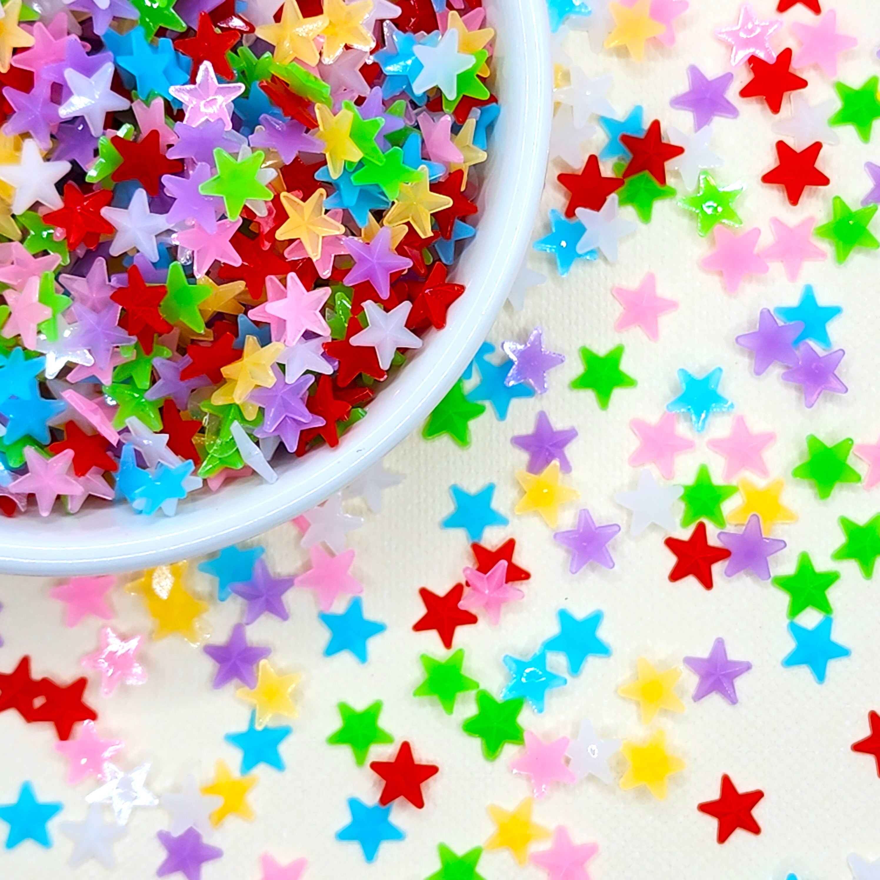Rainbow Star Sprinkles Plastic Dimensional Five Point Star Flatback ...