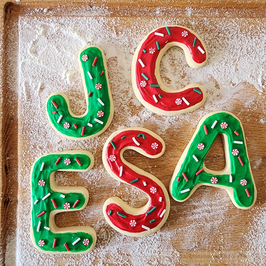 Iced Sugar Cookie With Sprinkles Letter Christmas Ornament Handmade ...