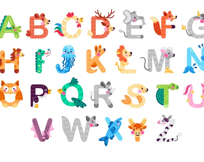Animal Alphabet Clipart, Educational ABC, SVG Bundle, Animal Alphabets ...