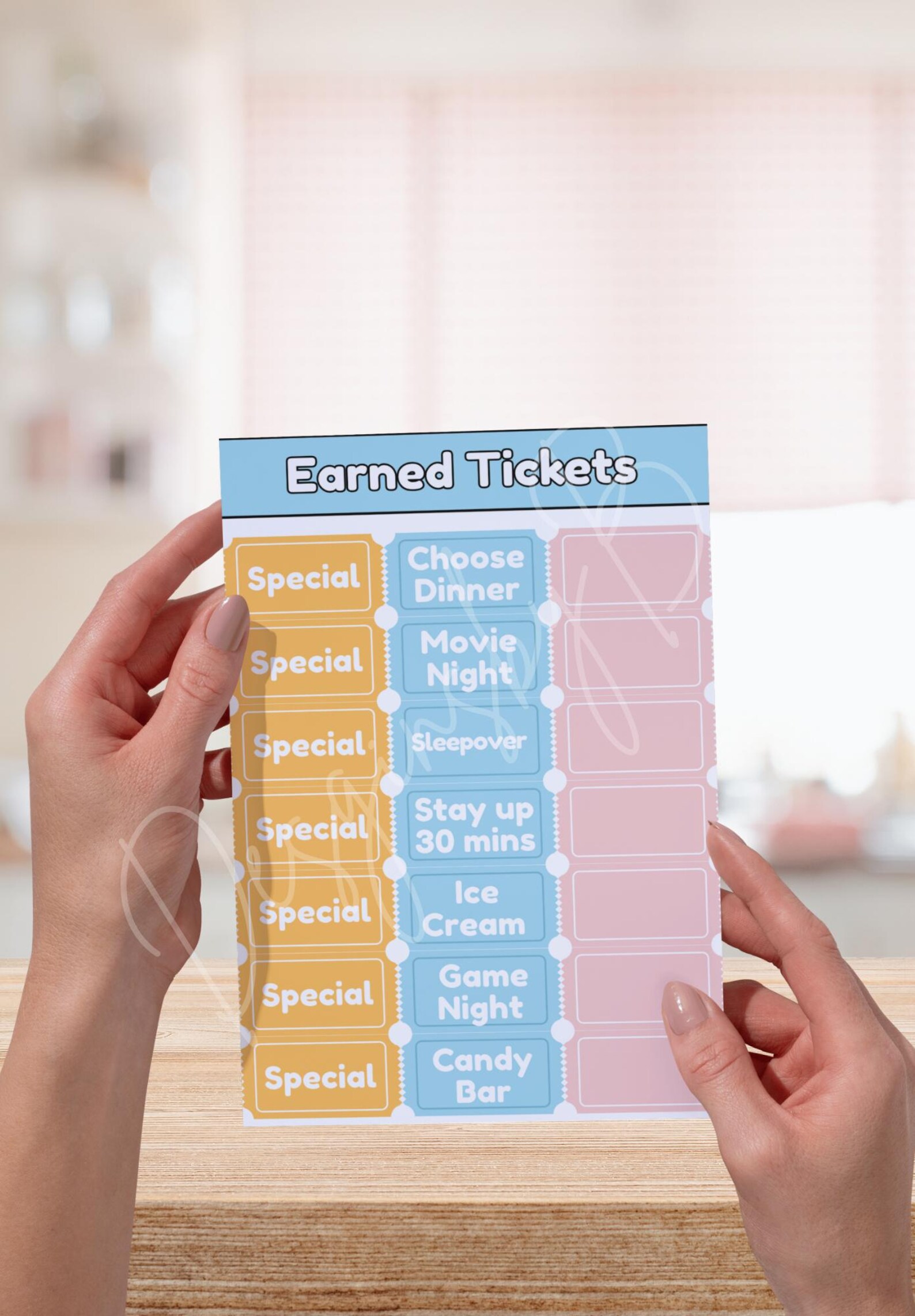 Editable Chore Chart With Ticket System for Kids | Reward Tracker ...