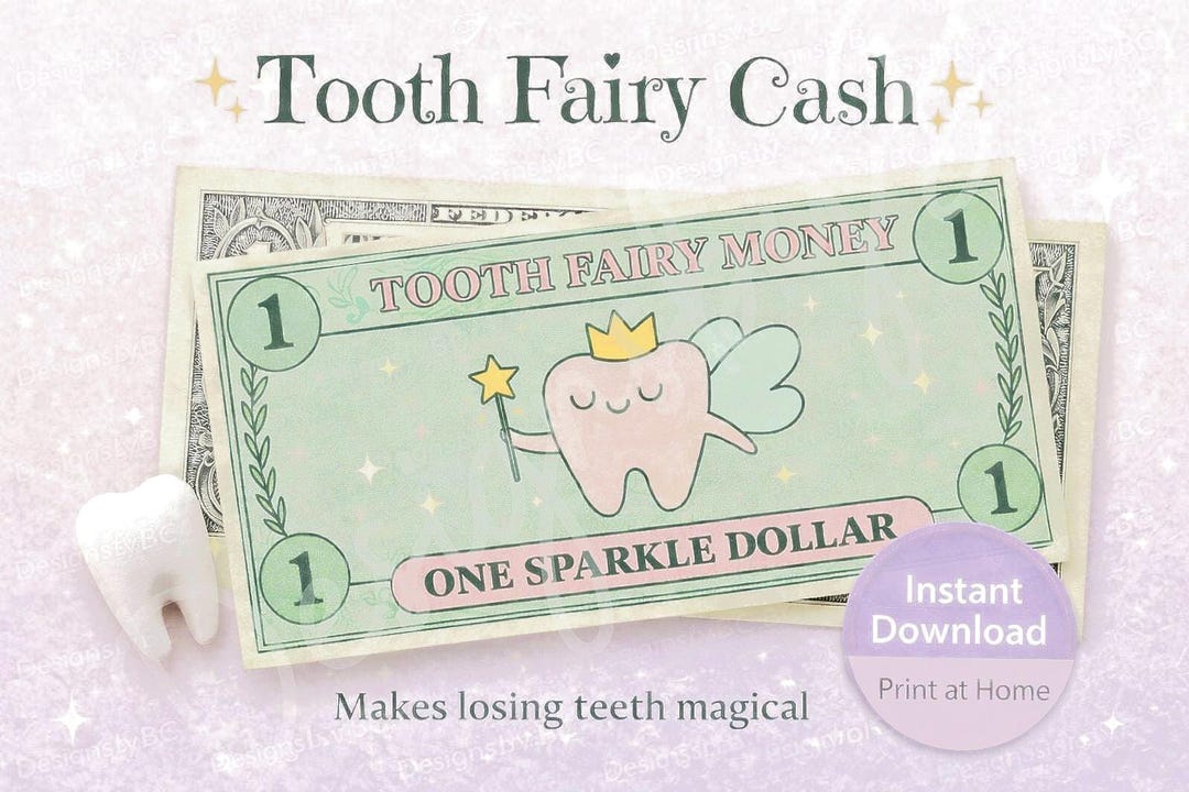 Tooth Fairy Money Printable – Instant Download, Cute Keepsake Reward ...