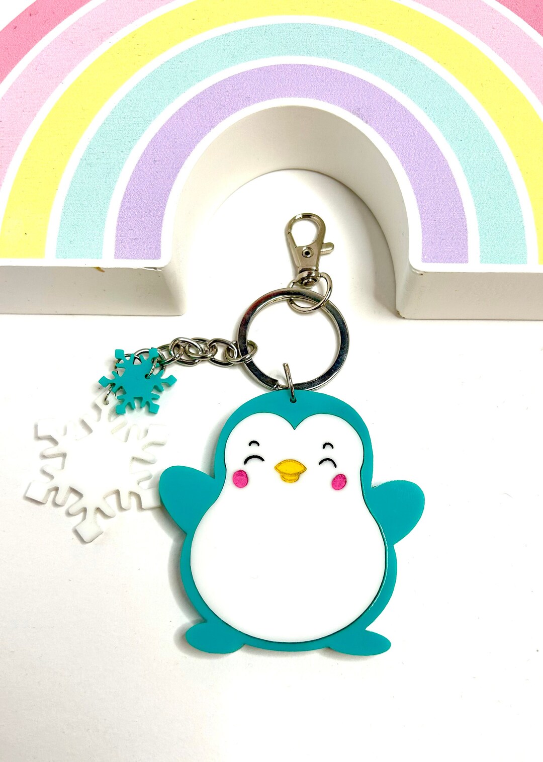 Layer Acrylic Frosty Winter Time Kawaii Penguin Keychain - Etsy