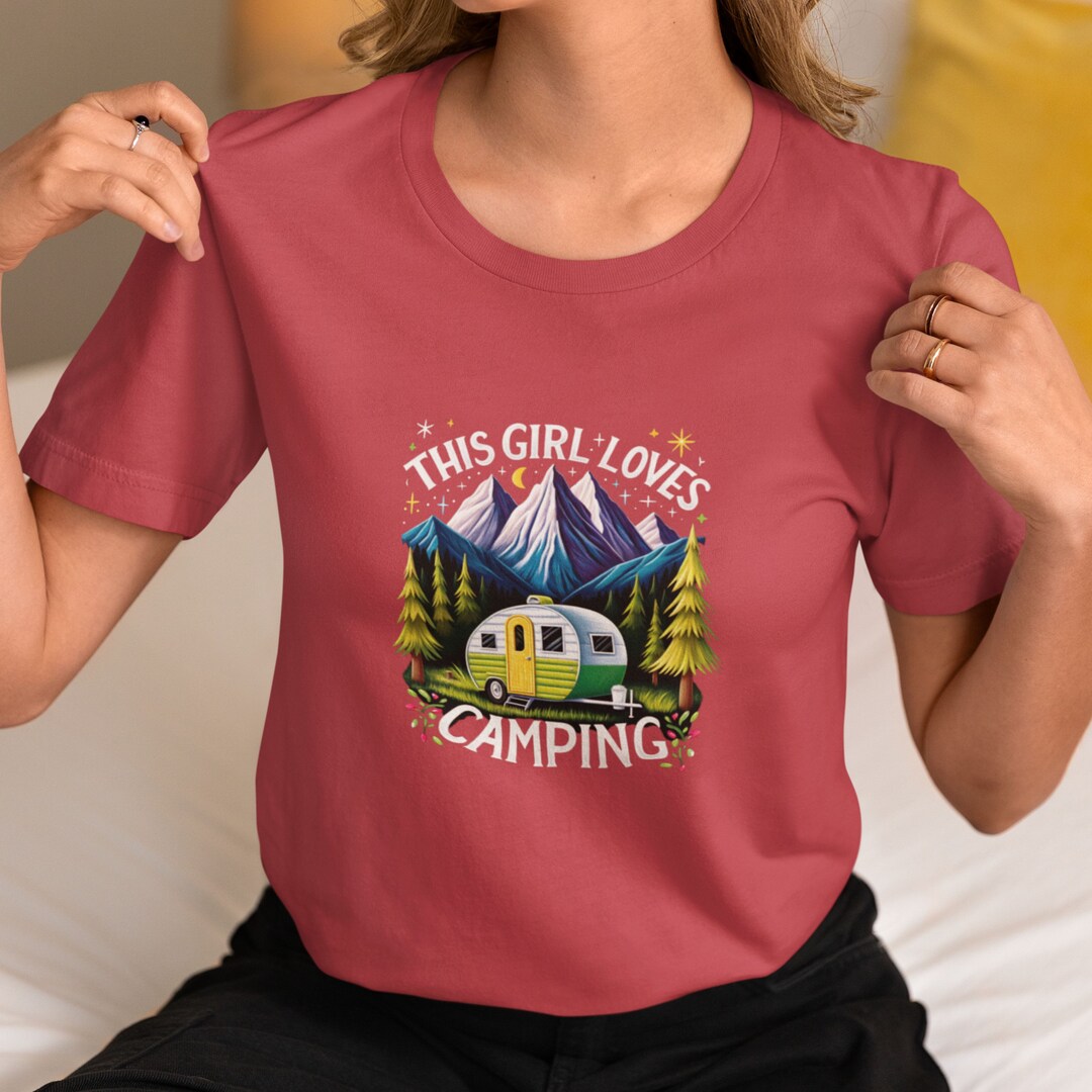 Retro Camping T-shirt for Women, This Girl Loves Camping Tee, Vintage Camper Graphic, Outdoorsy ...