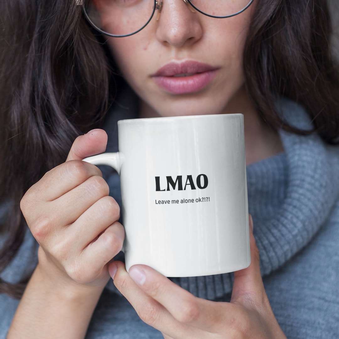 Funny LMAO Mug, Leave Me Alone Office Humor Coffee Cup, Sarcastic Work Friend Gift, Black and ...