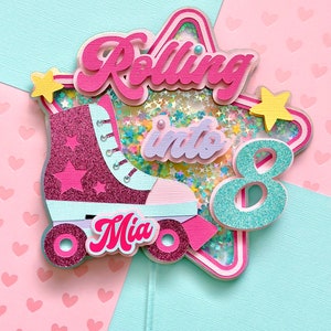 Roller Skating Cake Topper, Rolling Into Cake Topper, Groovy Roll Cake ...