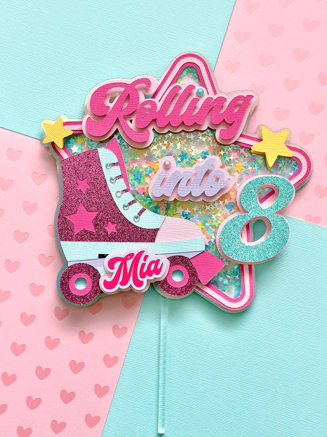 Roller Skating Cake Topper, Rolling Into Cake Topper, Groovy Roll Cake ...