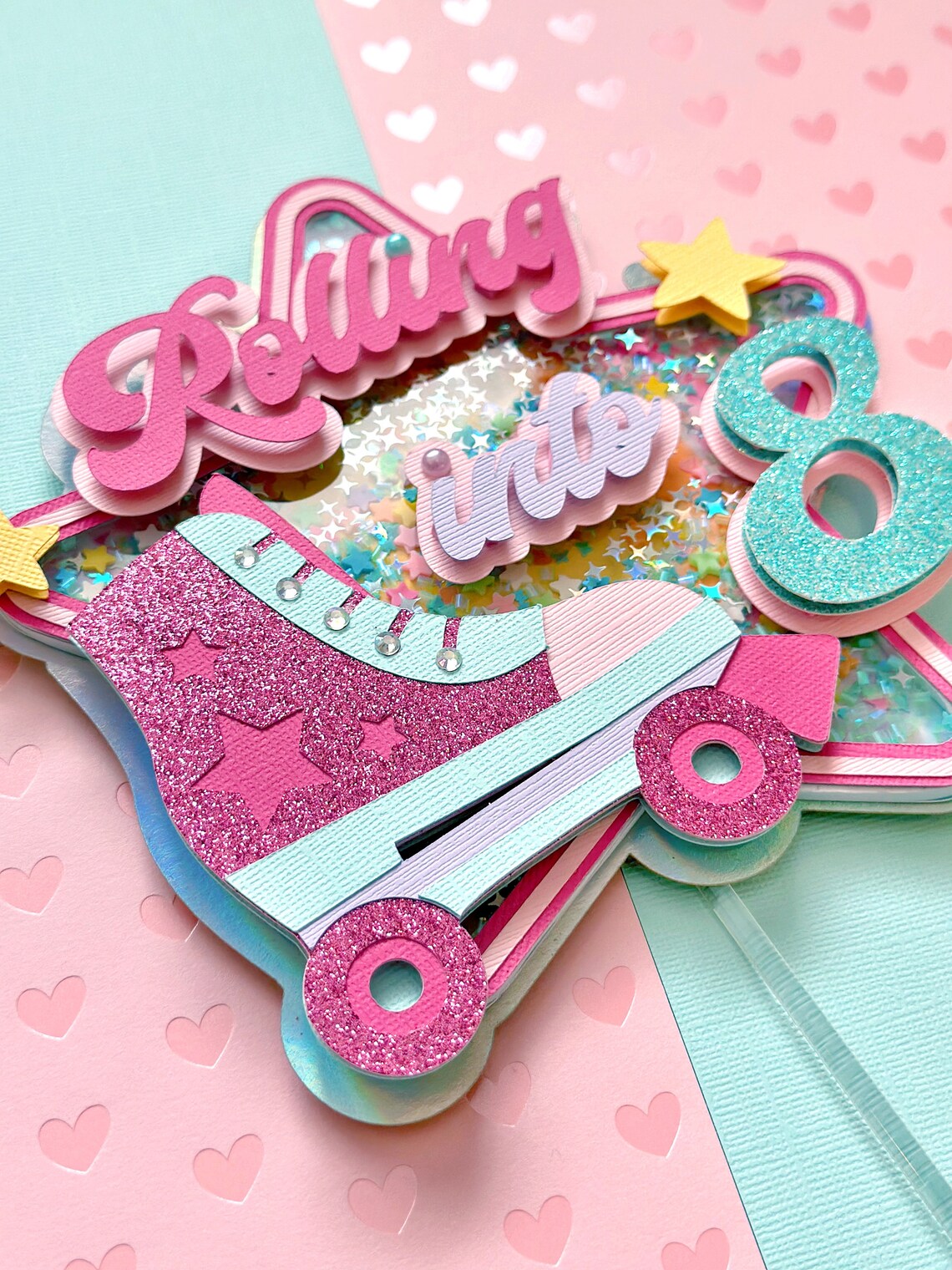 Roller Skating Cake Topper, Rolling Into Cake Topper, Groovy Roll Cake ...
