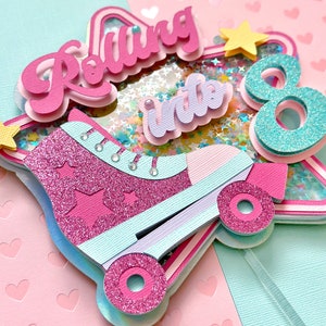 Roller Skating Cake Topper, Rolling Into Cake Topper, Groovy Roll Cake ...