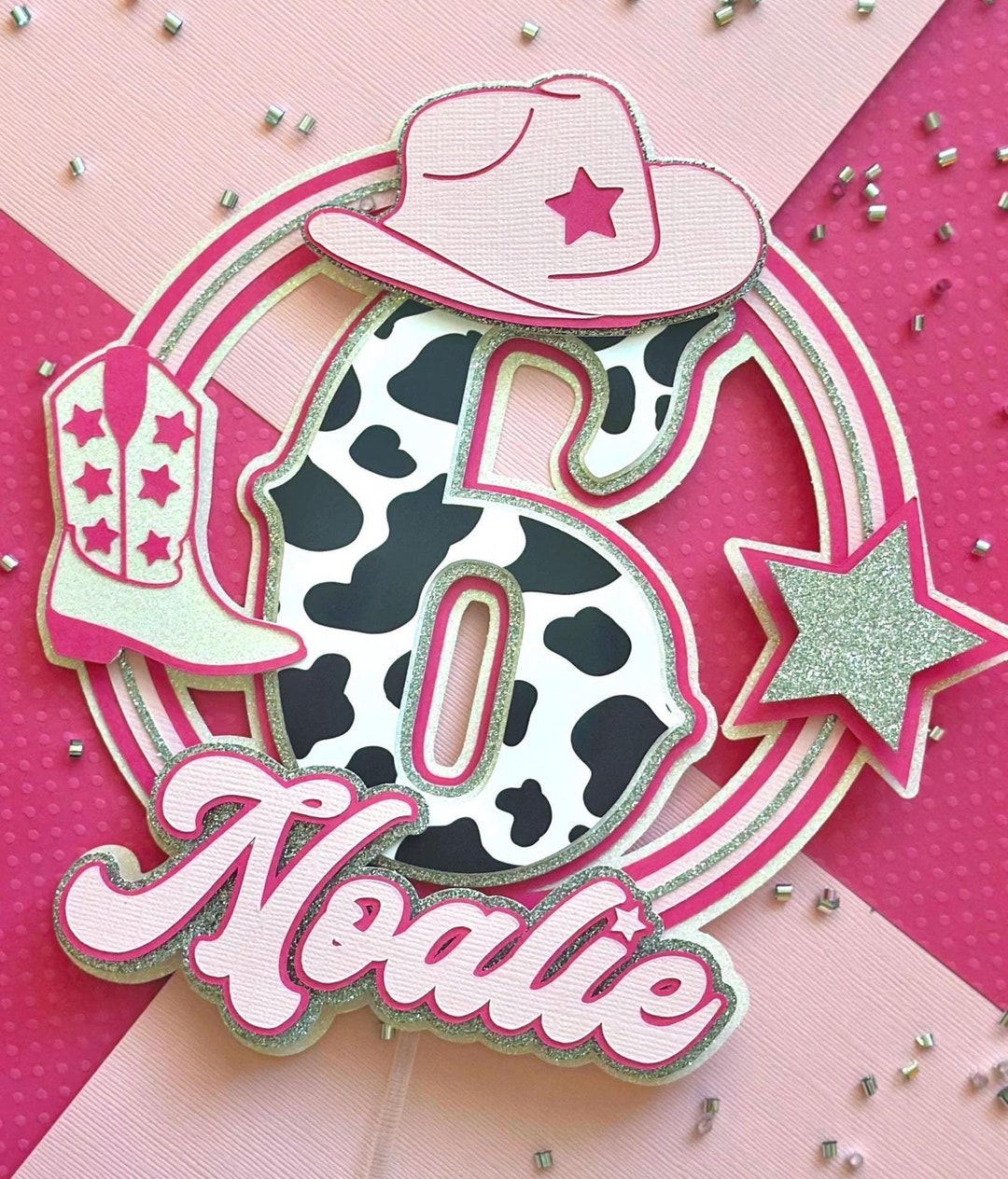 Cowgirl Disco Space Cake Topper Decoration Western Birthday Rodeo Party ...