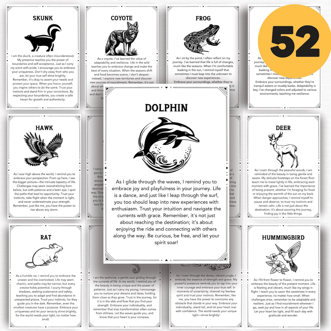 Animal Spirit Oracle Card Deck: 52-card Divination (digital Download ...