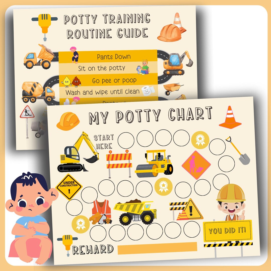 Construction Potty Training Chart – Toddler Reward System (digital ...