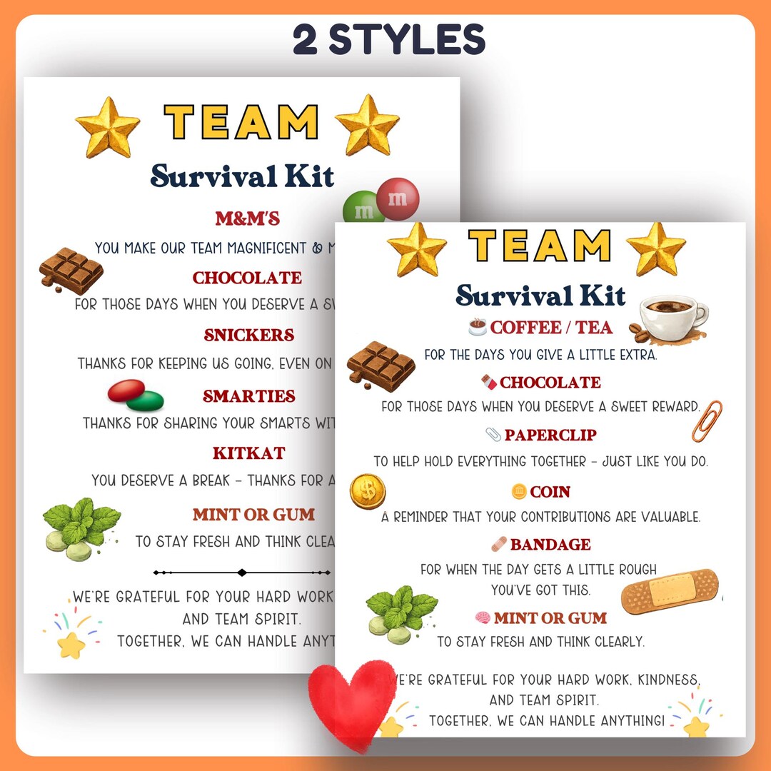 Team Survival Kit Tag: Editable Employee Appreciation Gift (digital ...