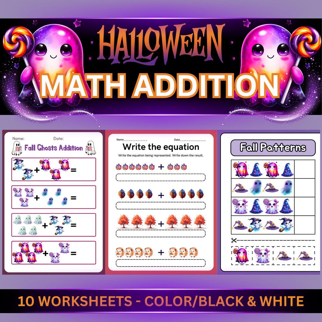Halloween Math Worksheets Fall Addition Counting/graph/write the ...