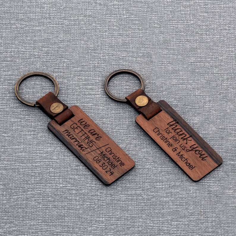 Personalized Walnut Wood Keychain: Engraved Wedding Favors - Etsy