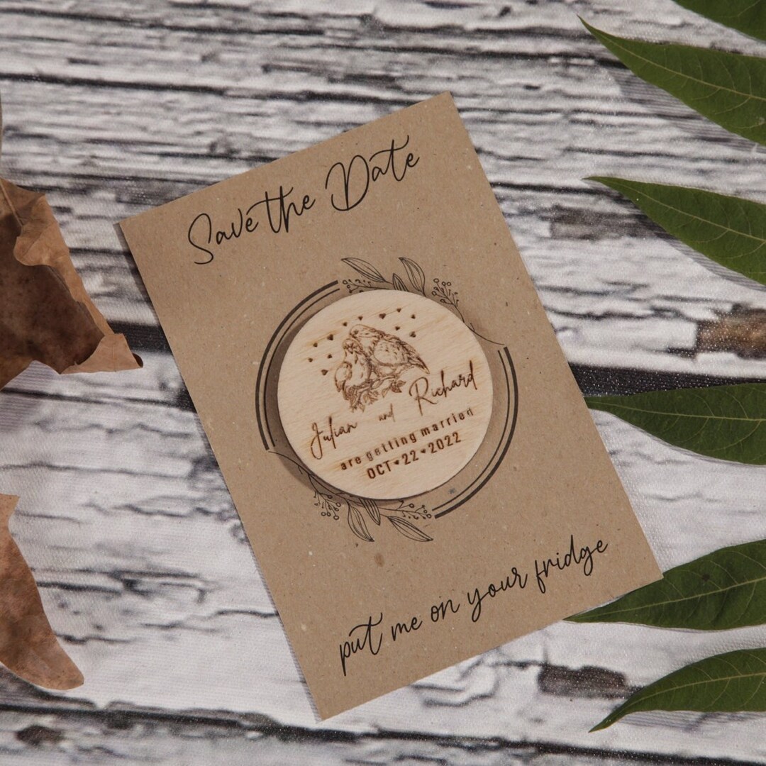 Rustic Adventure Birds Wooden Save the Date Magnets Wedding Wood Save ...
