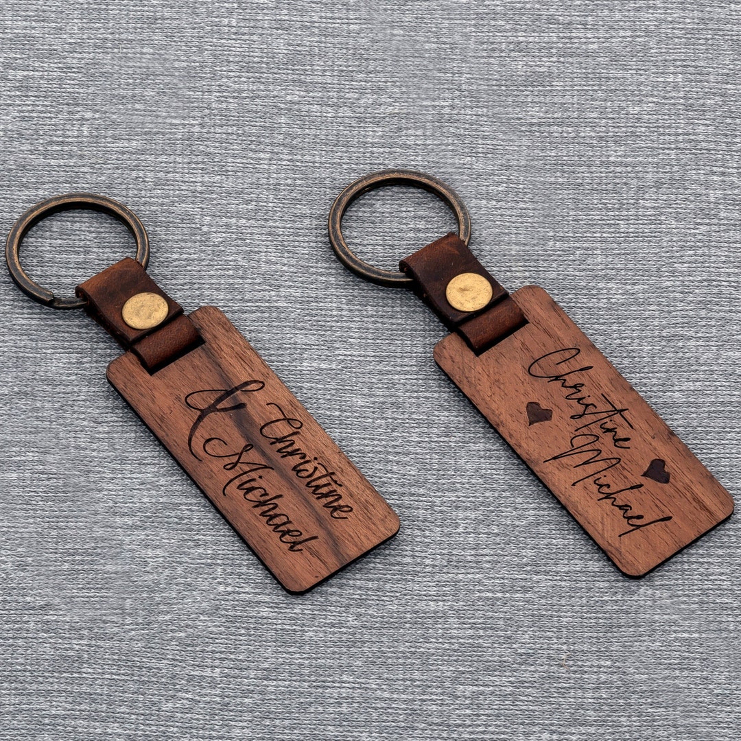 Personalized Walnut Wood Keychain Wedding Favors: Engraved Keepsake - Etsy