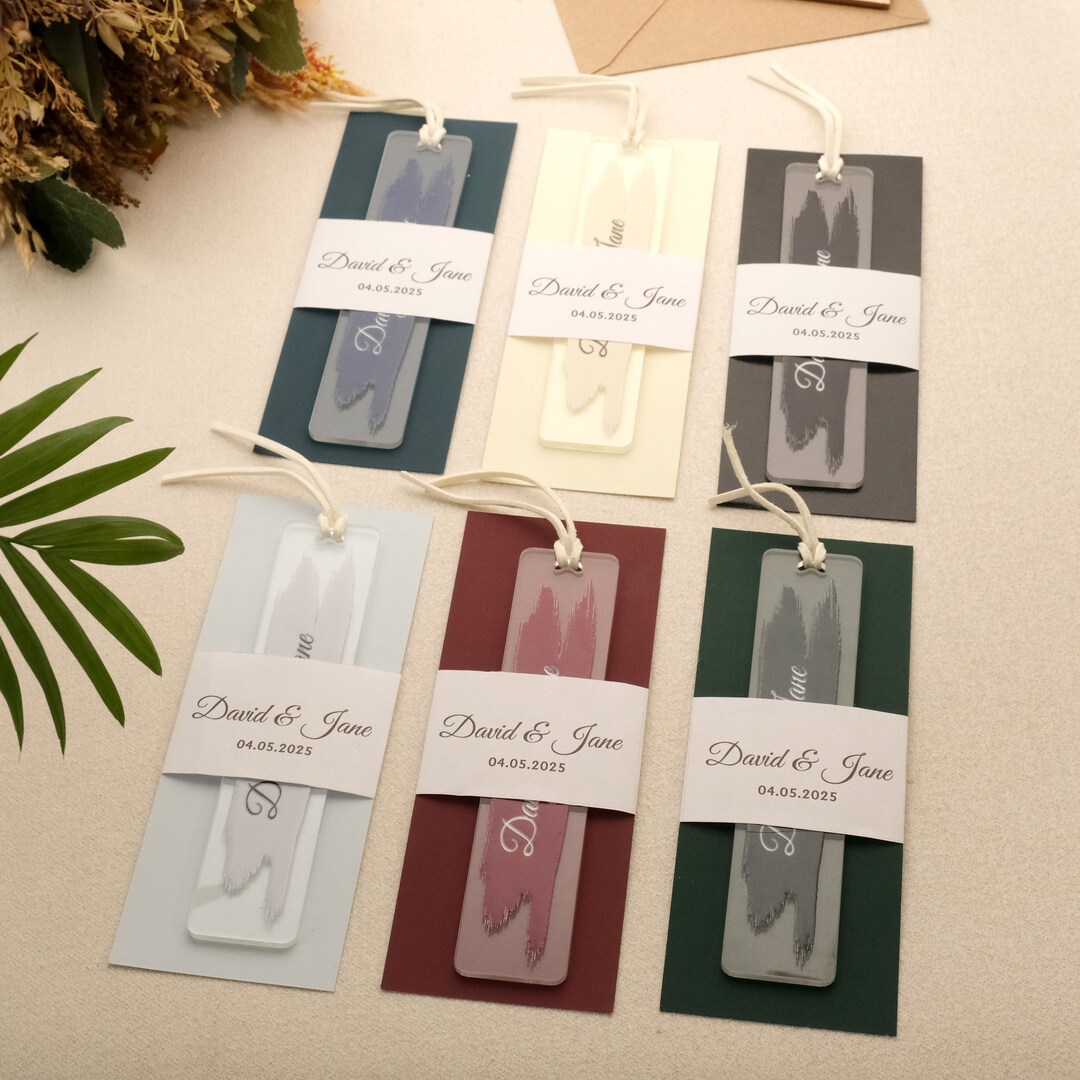 15 Pcs Personalized Acrylic Bookmarks - Wedding Favors Bookmarks ...