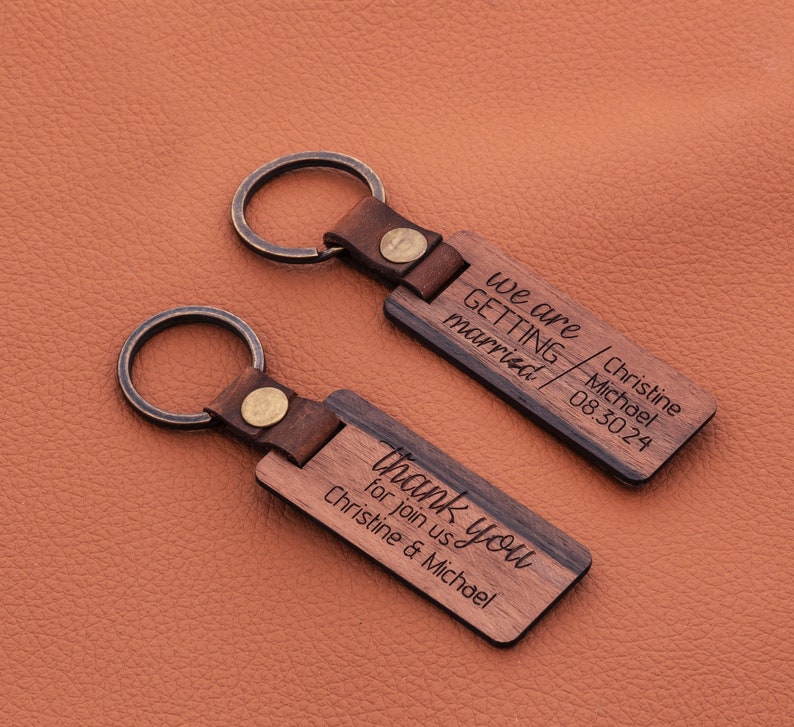 Personalized Walnut Wood Keychain: Engraved Wedding Favors - Etsy
