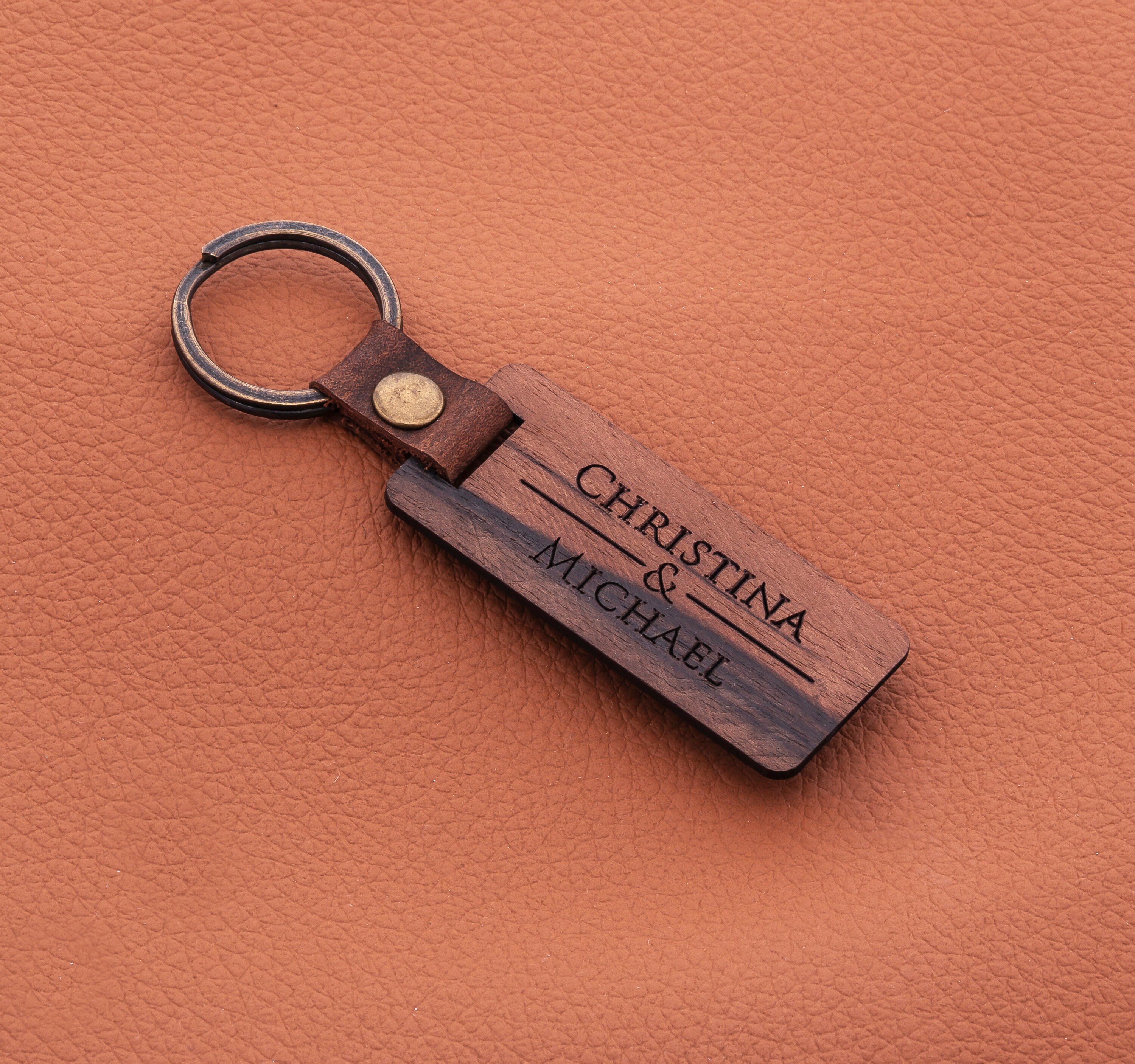 Personalized Walnut Wood Keychain: Engraved Wedding Favors - Etsy