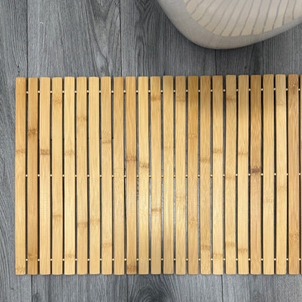 Wood Bath Mat Etsy
