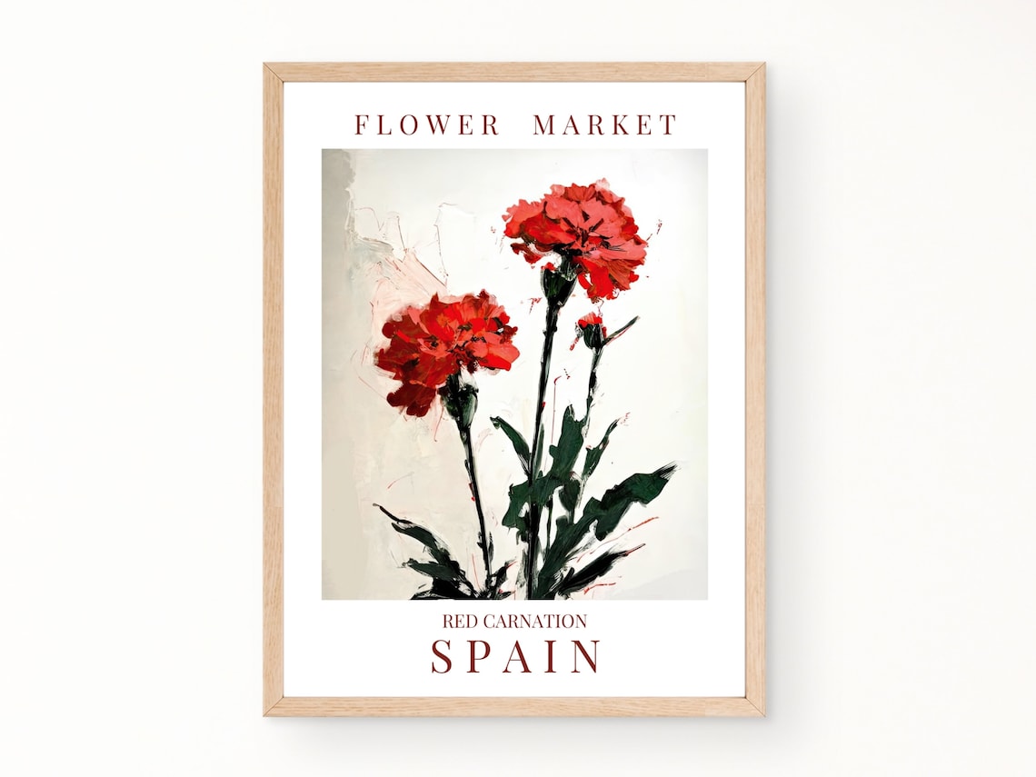 Spain National Flower Poster, Flower Market Print, Printable Wall Art ...